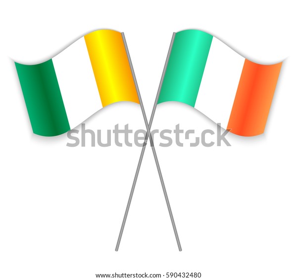 Ivorian Irish Crossed Flags Ivory Coast Stock Vector Royalty Free