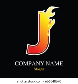 J Letter Fire Logo Design Template: vector de stock (libre de regalías ...