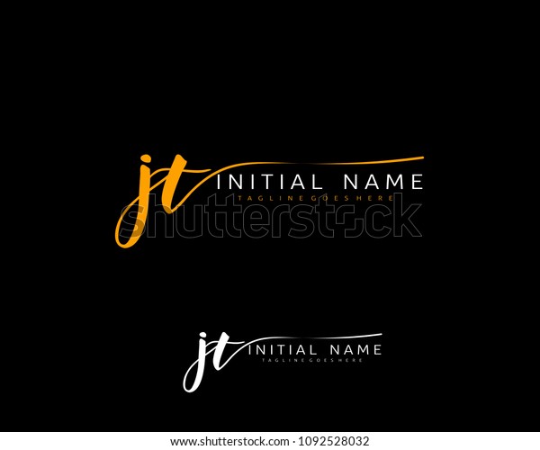 J T Initial Handwriting Logo Vector Stock Vector (Royalty Free) 1092528032