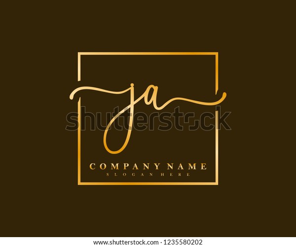 Ja Initial Handwriting Square Minimalist Logo Stock Vector (Royalty ...