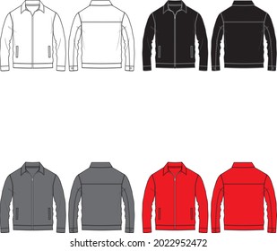 Jacket Editable Fashion Flat Templates Stock Vector (Royalty Free ...