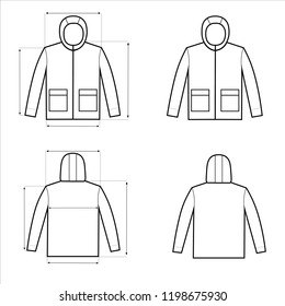 Jacket Hood Size Scheme : image vectorielle de stock (libre de droits ...