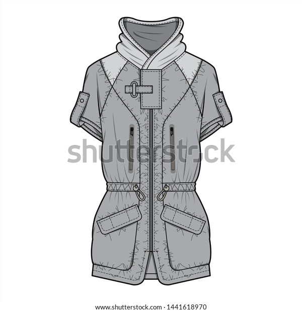 Jacket Outer Fashion Flat Sketch Template Stock Vector (Royalty Free ...
