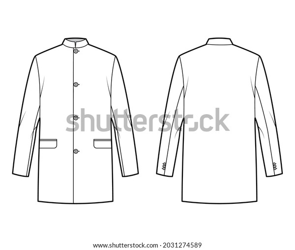 Jacket Technical Fashion Illustration Oversized Stand Stock Vector ...