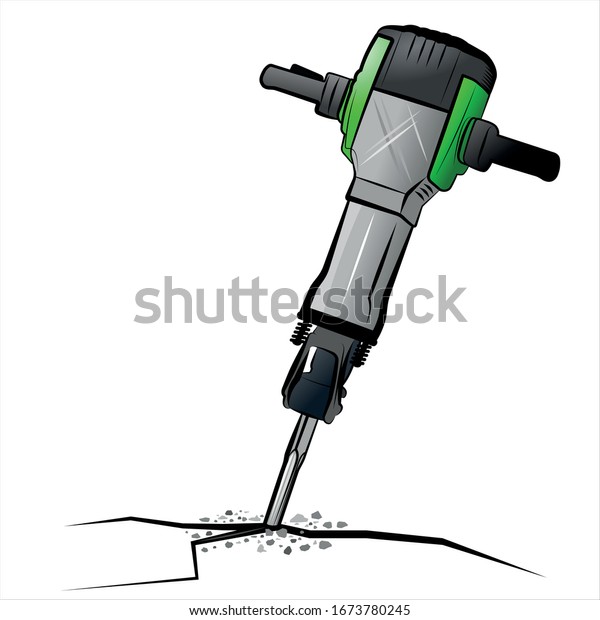 Jackhammervector Cartoon Illustration Isolated On White Stock Vector ...