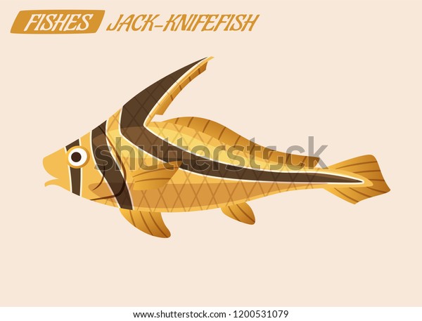 Jackknifefish Character Cartoon Vector Illustration Fishing Stock ...