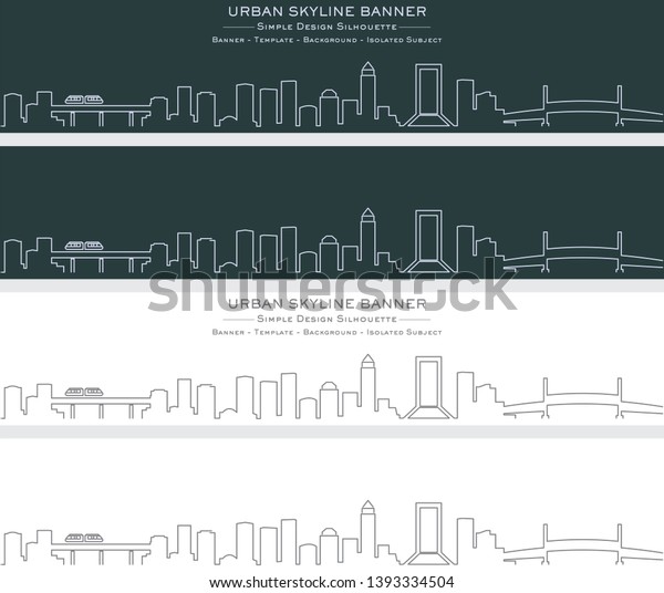 Jacksonville Single Line Skyline Banner Stock Vector (Royalty Free ...