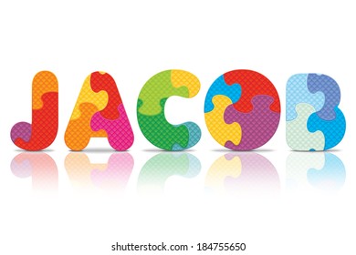 Jacob Written Alphabet Puzzle Vector Illustration Stock Vector (Royalty ...