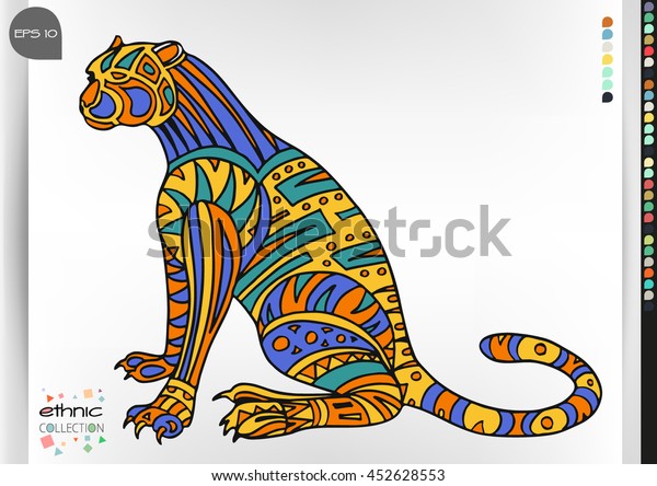 Jaguar Animal Patterns Handdrawn Doodle Waves: Stock-Vektorgrafik ...