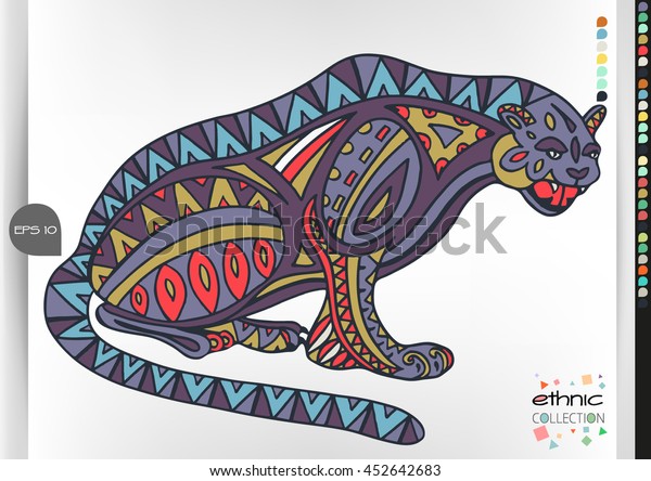 Jaguar Animal Patterns Handdrawn Doodle Waves Stock Vector (Royalty ...
