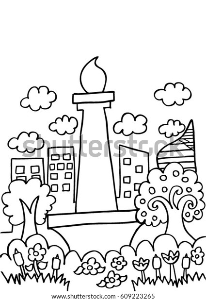 Jakarta Sketch Doodle Stock Vector (Royalty Free) 609223265 | Shutterstock