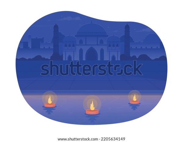 Jal Mahal Palace Floating Diyas 2d Stock Vector (Royalty Free ...