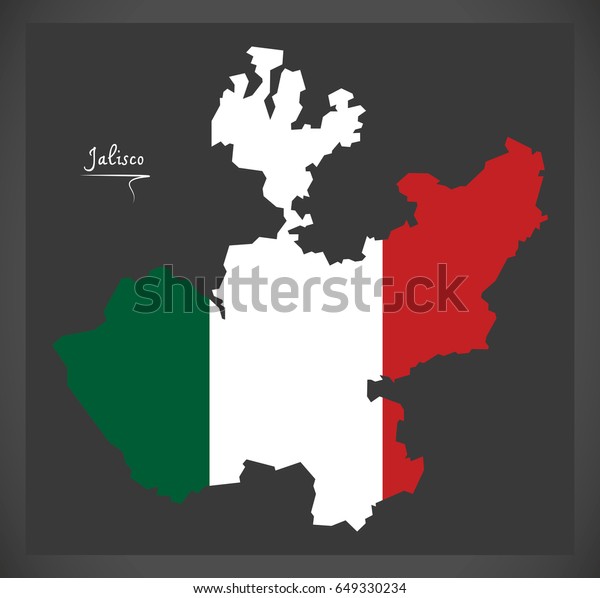 Jalisco Map Mexican National Flag Illustration Stock Vector (Royalty ...