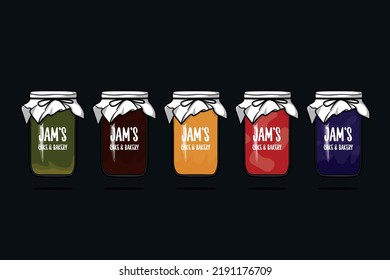 Jam Collection On Black Background Stock Vector (Royalty Free ...