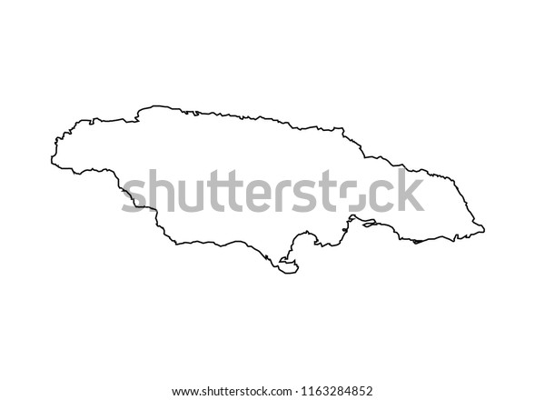 Jamaica Outline Map National Borders Country Stock Vector (Royalty Free ...