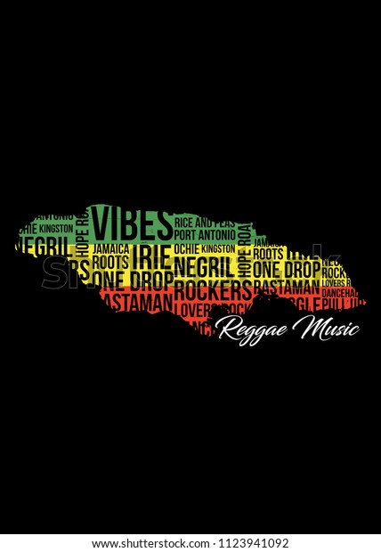 Jamaican Map Reggae Roots Colorful Distressed Stock Vector (Royalty ...