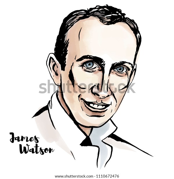 James Watson Watercolor Vector Portrait Ink Stock Vector (Royalty Free ...