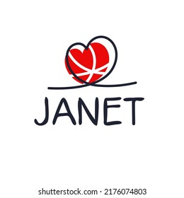 Janet Calligraphy Female Name Vector Illustration Stock Vector (Royalty ...