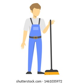 Janitor Mop Vector Isolated Male Character Stock Vector (Royalty Free ...