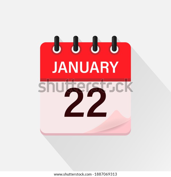 January 22 Calendar Icon Shadow Day Stock Vector (Royalty Free ...