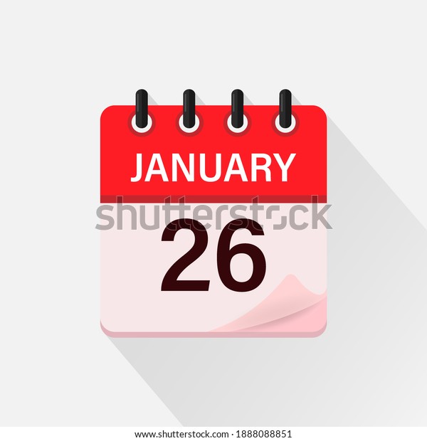 January 26 Calendar Icon Shadow Day Stock Vector (Royalty Free ...