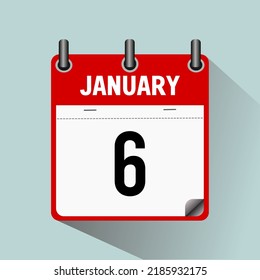 January 6 Calendar Icon Vector Illustration Stock Vector (Royalty Free ...
