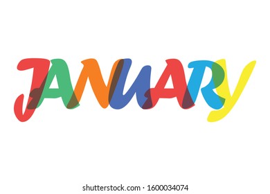January Colourfull Lettering Typography Vector Illustration Stock ...