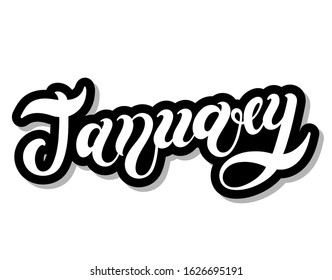 January Hand Drawn Lettering Vector Illustration Stock Vector (Royalty ...