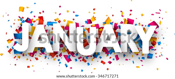 Cartel de enero con color confetti.: vector de stock (libre de regalías ...