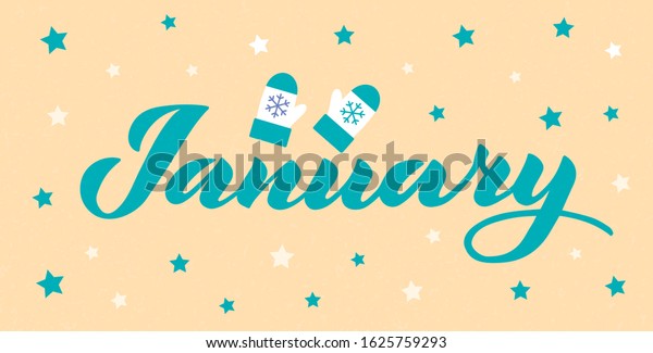 January Vector Lettering Hand Drawn Blue Stock Vector (Royalty Free ...