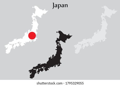 Japan Flag Map Shape Black Gray Stock Vector (Royalty Free) 1795329055 ...