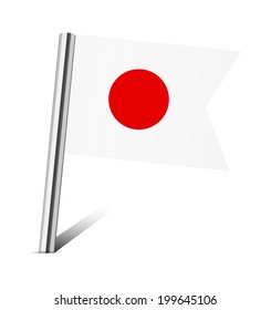 Japan Flag Pin On White Stock Vector (Royalty Free) 199645106