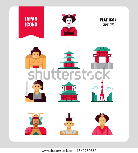 Japan Flat Icon Set 3 Include Stock Vector (Royalty Free) 1562780332 ... Japan Flat Icon Set 3 Include Stock Vector (Royalty Free) 1562780332 ...