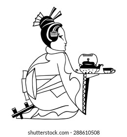 Japan Geisha Tea Vector Illustration Stock Vector (Royalty Free ...