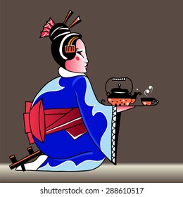 Japan Geisha Tea Vector Illustration Stock Vector (Royalty Free ...