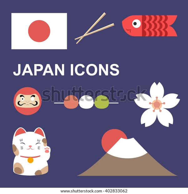 Japan Icons Japanese Theme Vector Illustration Stock Vector (Royalty ...