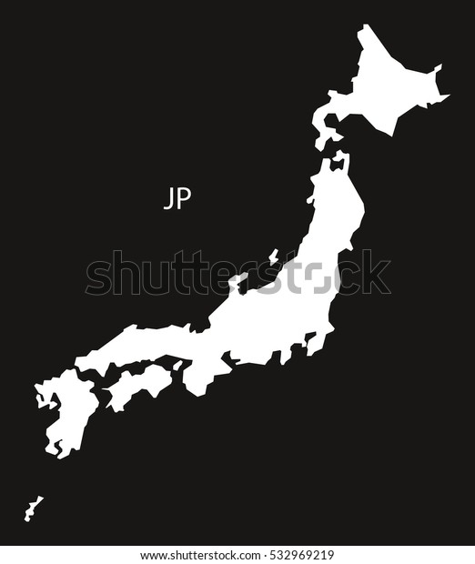 Japan Map Black White Illustration Stock Vector (Royalty Free ...