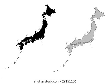 Japan Map Black White Mercator Projection Stock Vector (Royalty Free ...