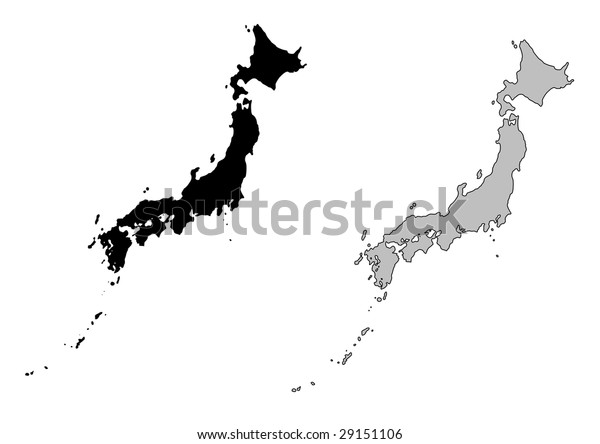 Japan Map Black White Mercator Projection Stock Vector (Royalty Free ...