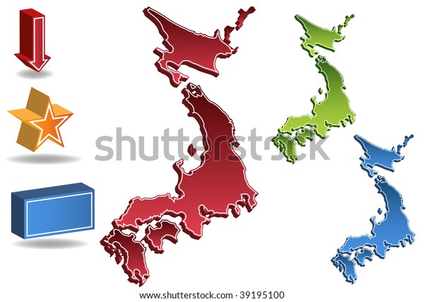 Japan Map Isolated On White Background: стоковая векторная графика (без ...