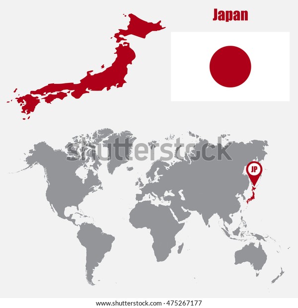 Japan Map On World Map Flag Stock Vector (Royalty Free) 475267177