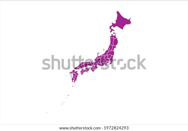 Japan Map Pink Color On White Stock Vector (Royalty Free) 1972824293 ...