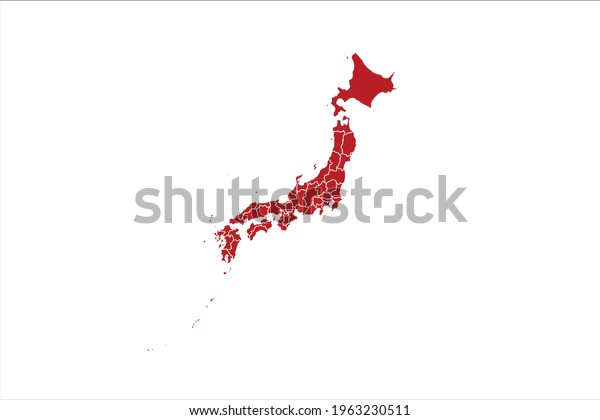 Japan Map Red Color On White Stock Vector (Royalty Free) 1963230511 ...
