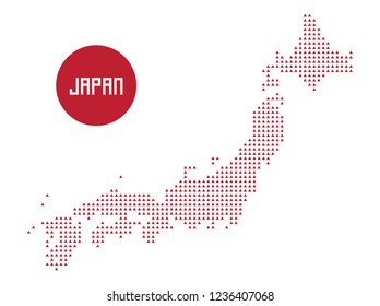 Japan Map Red Triangle Dot Halftone Stock Vector (Royalty Free ...