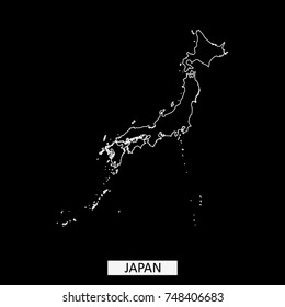 Japan Map Vector Outline Illustration Black Stock Vector (Royalty Free ...