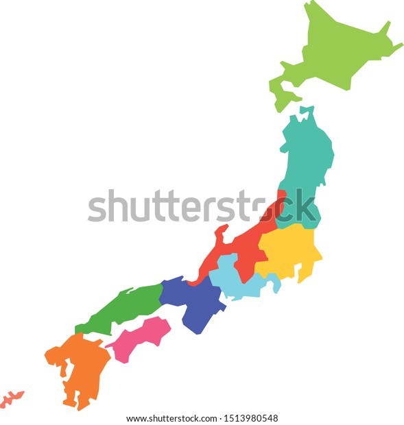 Japan Mapcolor Map Provinces Japan Separate 스톡 벡터(로열티 프리) 1513980548 ...