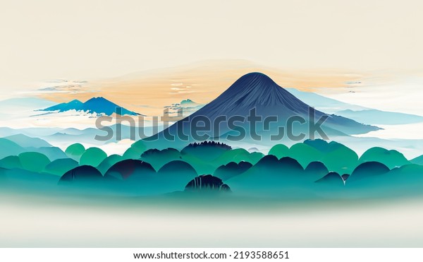 Japan Panorama Mountains Sky Vector Wallpaper Stock Vector (Royalty ...