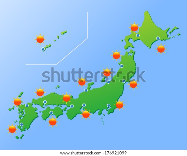 Japan Weather Map Vector Illustration Stock Vector (Royalty Free) 176921099