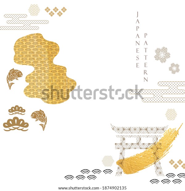Japanese Background Gold Texture Vector Asian Stock Vector (Royalty ...