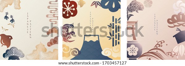 Japanese Background Icon Vector Oriental Template Stock Vector (Royalty ...